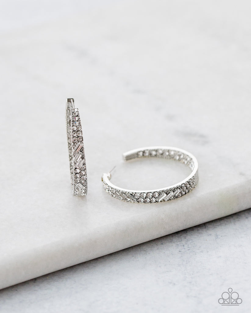 Glitzy By Association Silver Hoop Earrings Paparazzi Accessories